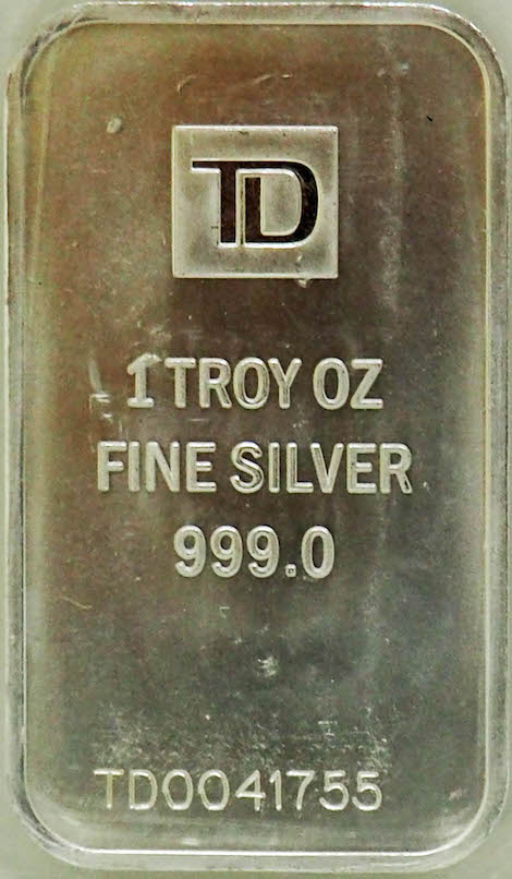 1 Oz Silver Bar TD Bank in Canada - Canadian Silver Bar