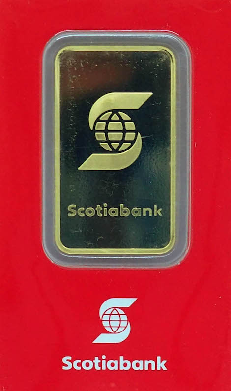 1 Oz Gold Bar Scotiabank in Canada | Gold dealers Canada